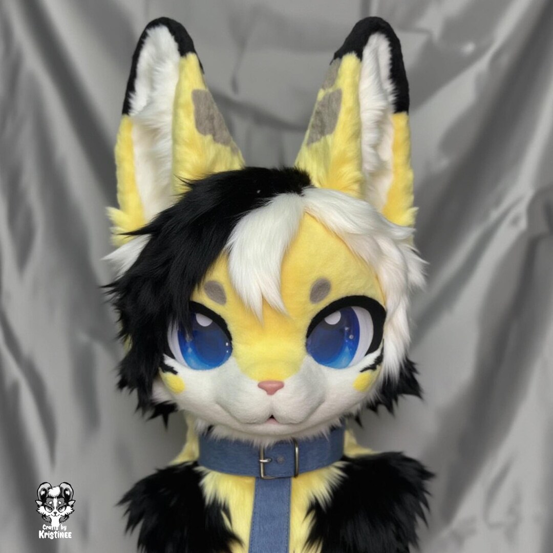 Yellow Gangster Bodyguard Rabbit Fursuit Head, Custom Kenomo Cosplay ...