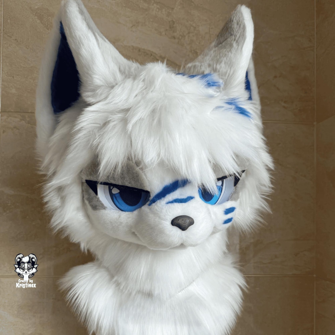 Blizzard Frostwolf Fursuit Head, Custom Kenomo Cosplay Fursuit, Fursuit ...