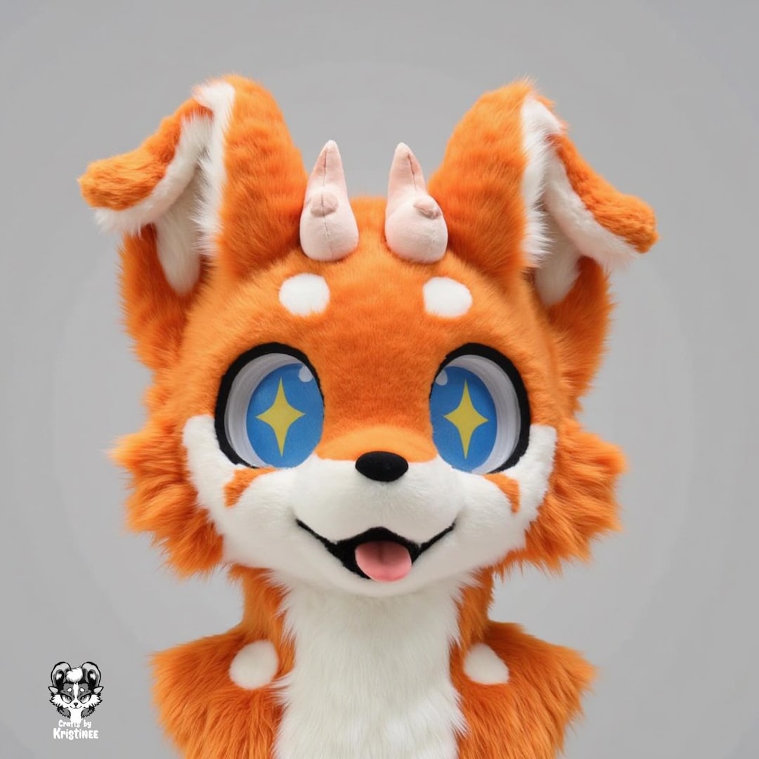 Horned Star Dog Fursuit Head, Custom Kenomo Cosplay Fursuit, Fursuit ...