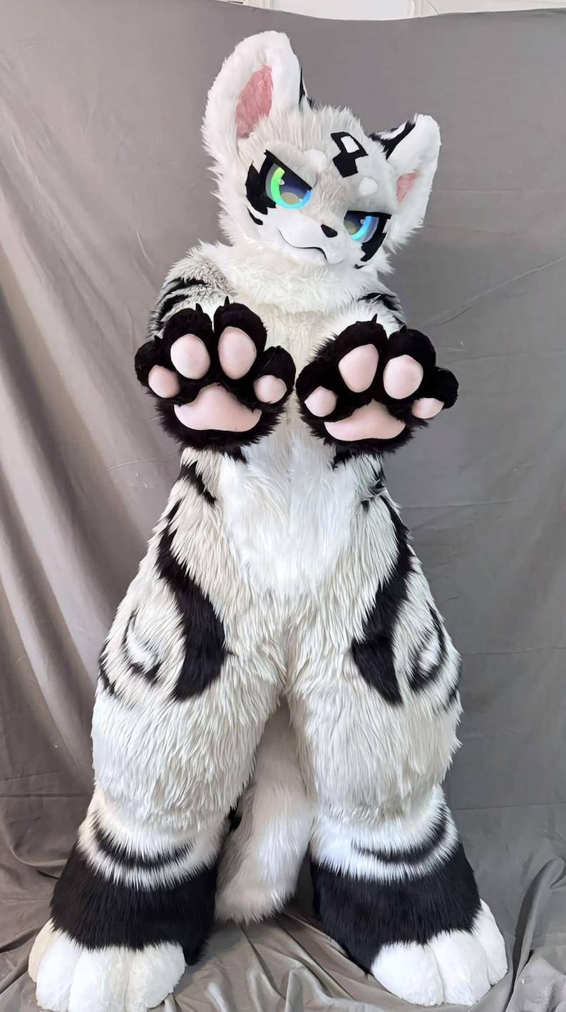 Mr. White Snow Leopard Fursuit Full Body Suit, Custom Kenomo Cosplay ...