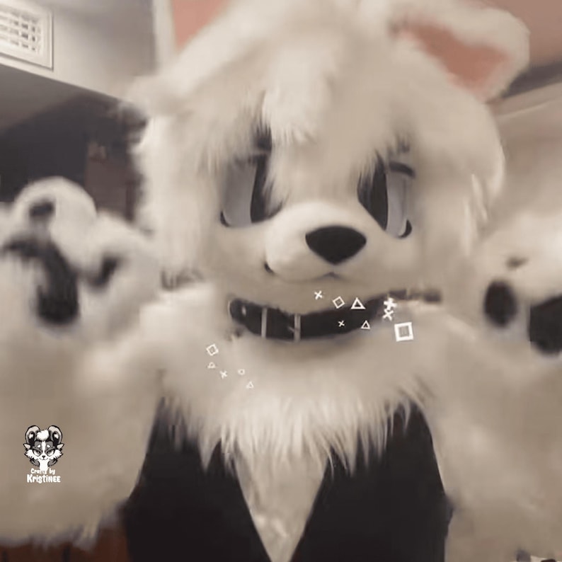 White Puppy With Thick Eyebrows Fursuit Head, Custom Kenomo Cosplay ...