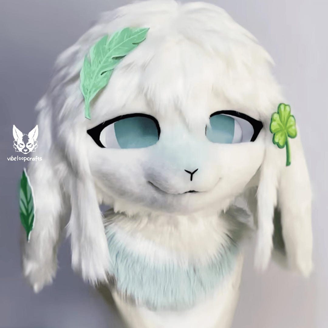 Lucky Four-leaf Clover Sheep Fursuit Head, Custom Kenomo Cosplay ...