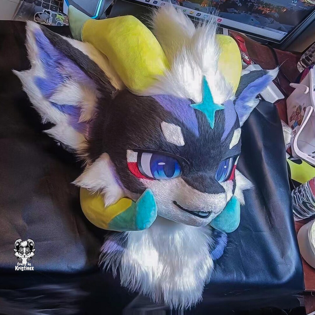 Purple Blast Fang Puppy Fursuit Head, Custom Kenomo Cosplay Fursuit ...