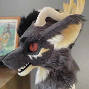 Realistic Fursuit Head,furry Horns,movable Jaw,fantasy Creature - Etsy