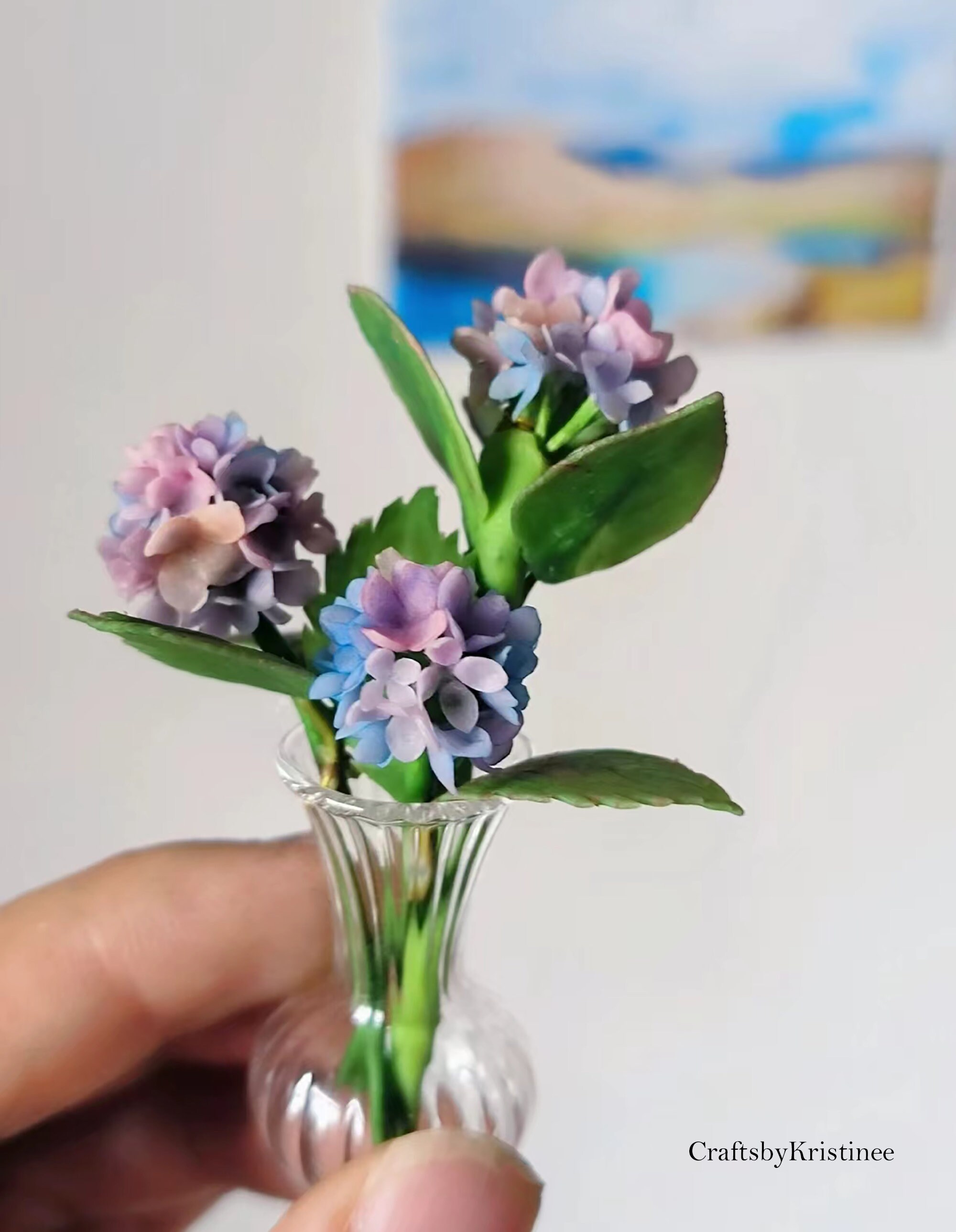 Miniature Clay Hydrangea,gradient Color Hydrangea,miniature Plants,clay ...