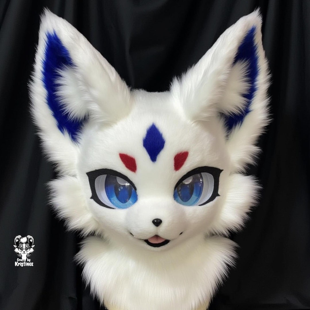 Cute Arctic Fox Lady Fursuit Head, Custom Kenomo Cosplay Fursuit ...