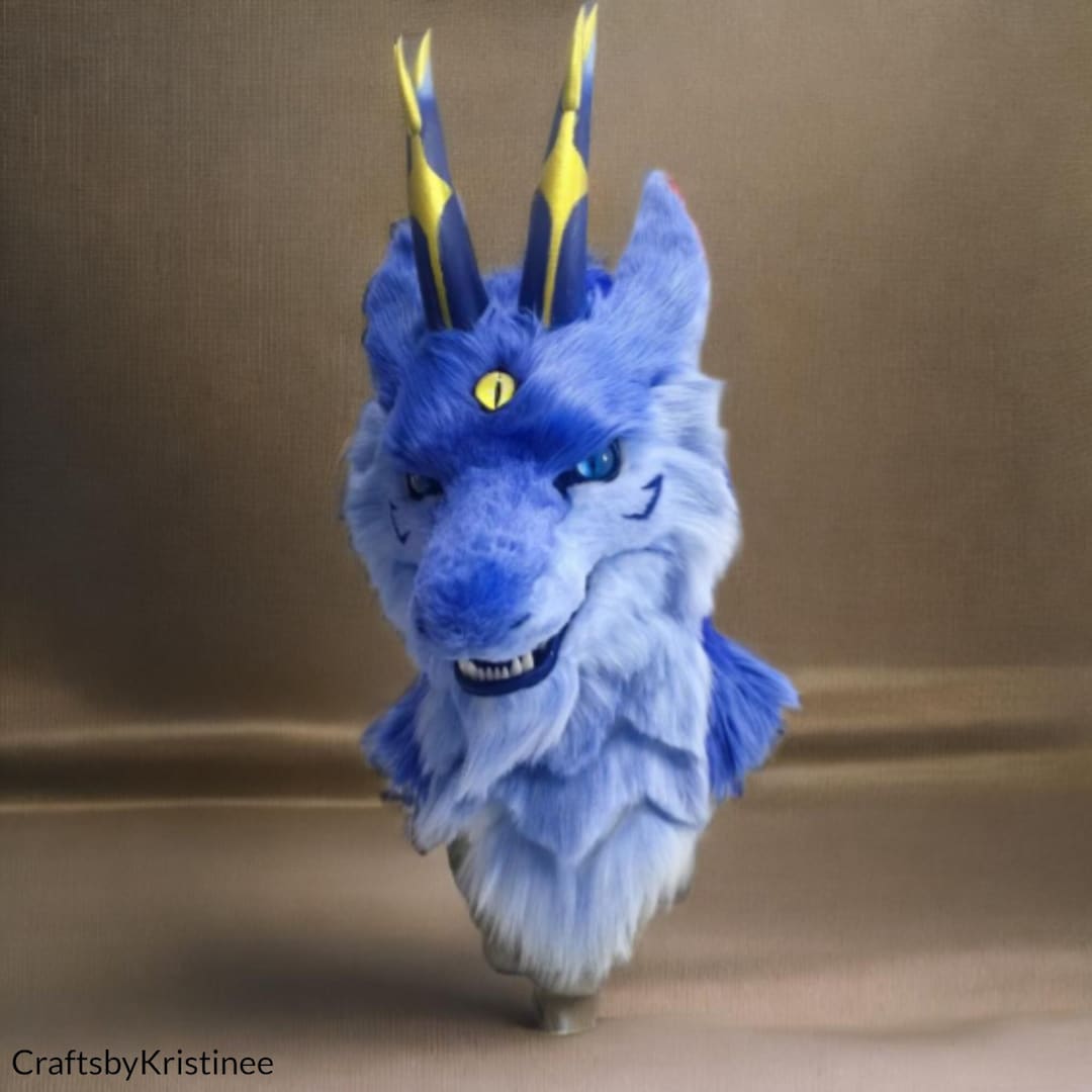 Realistic Furry Mask, Blue Dragon Mask, Furry Ears, Orc Fur Costume ...