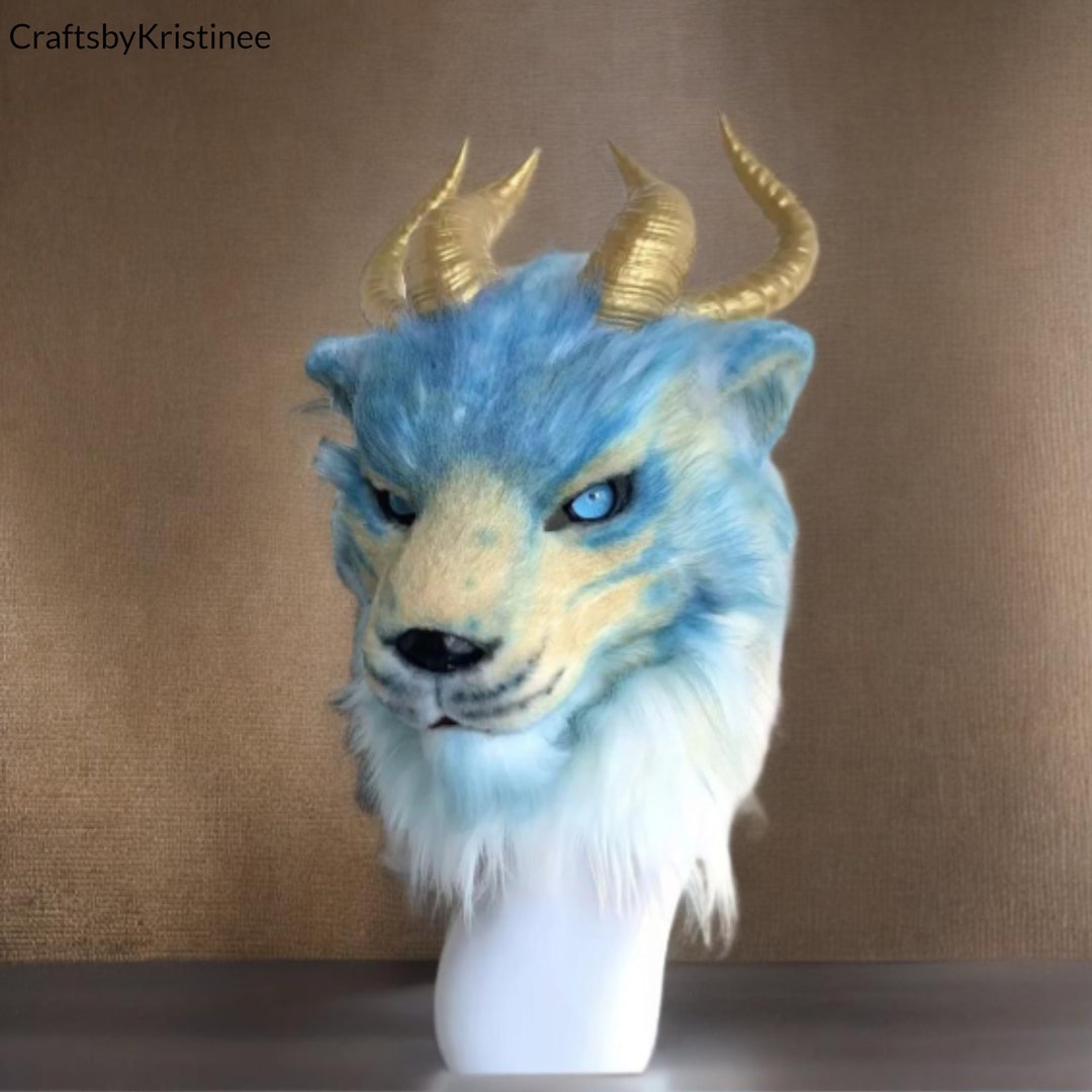 Realistic Furry Mask, Unicorn Beast, Furry Ears, Orc Fur Costume, Fur ...