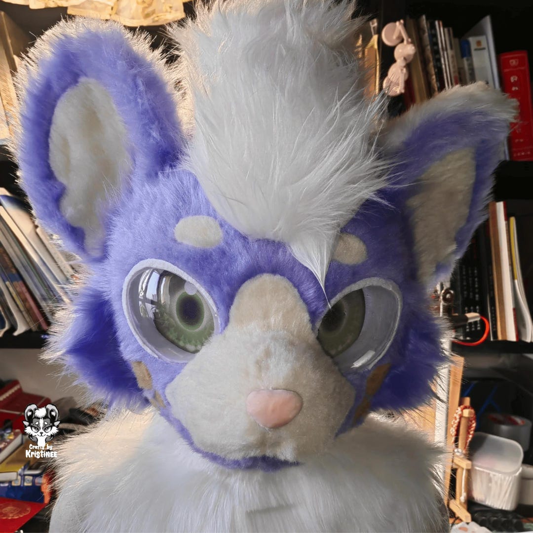 Rock'n'roll Squirrel Fursuit Head, Customized Purple Skull Cat Fursuit ...