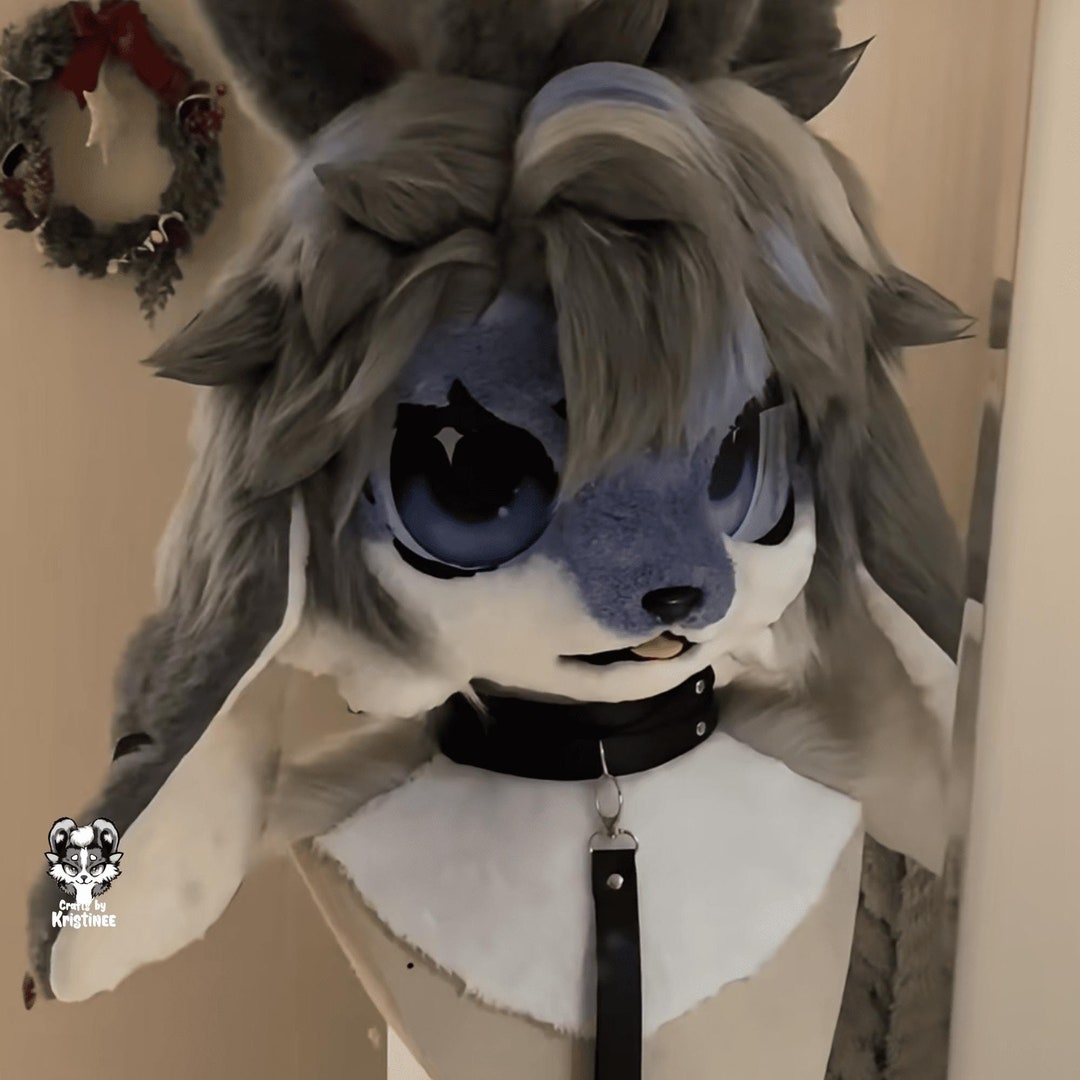 Unlucky Rabbit Fursuit Head, Customized Purple Skull Cat Fursuit Head ...
