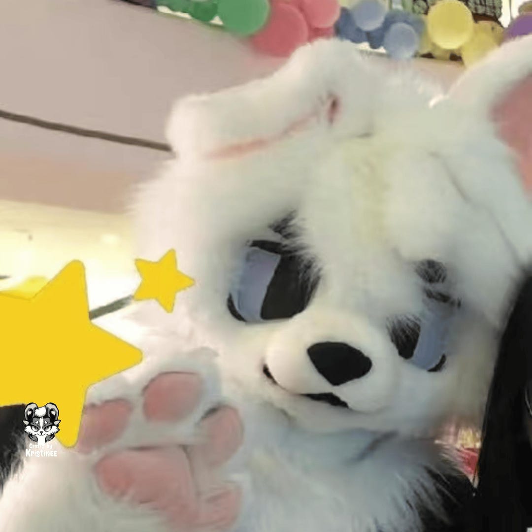 White Puppy With Thick Eyebrows Fursuit Head, Custom Kenomo Cosplay ...