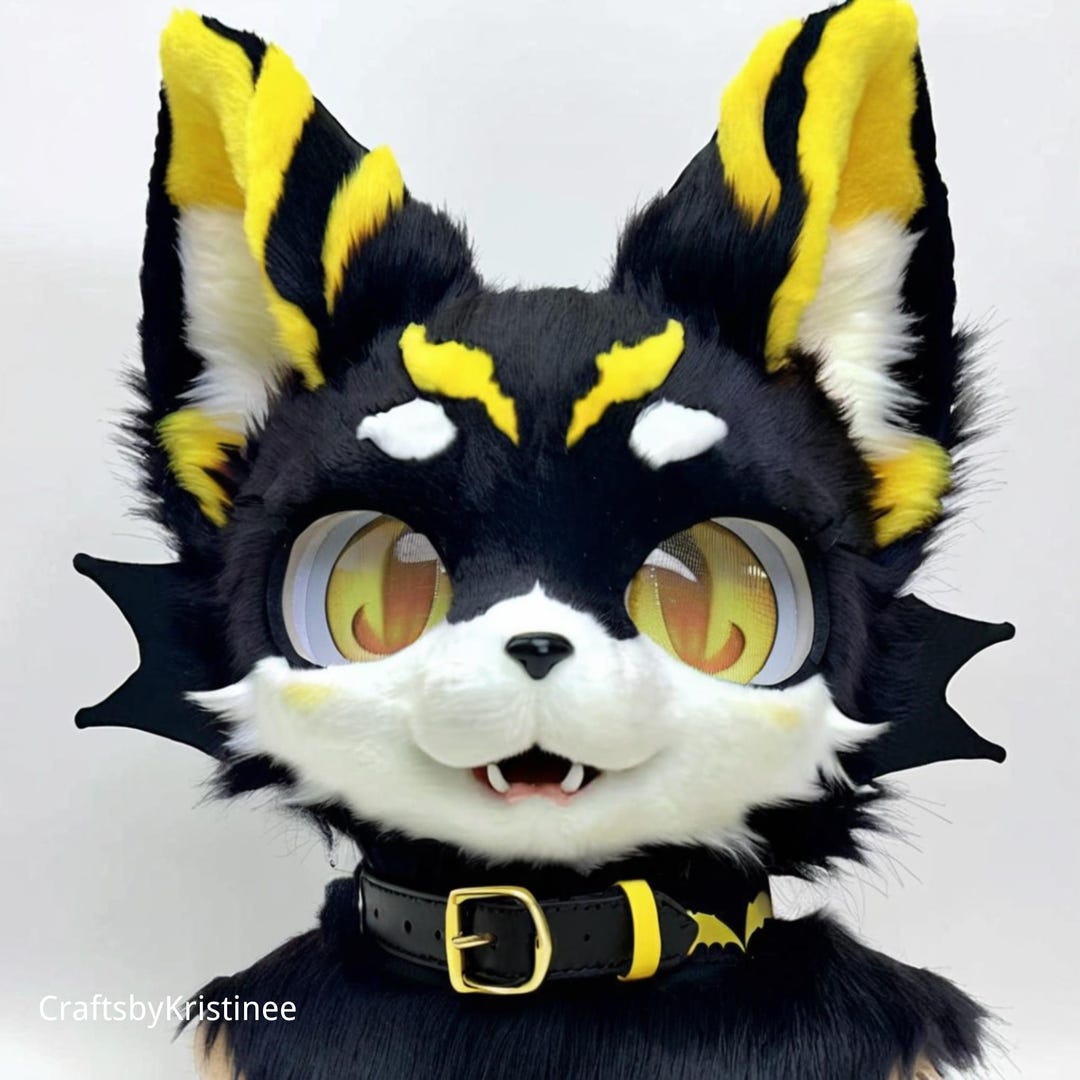 Fursuit Head, Demon Puppy, Bat Puppy, Fursuit Accessories, Furry Ears ...