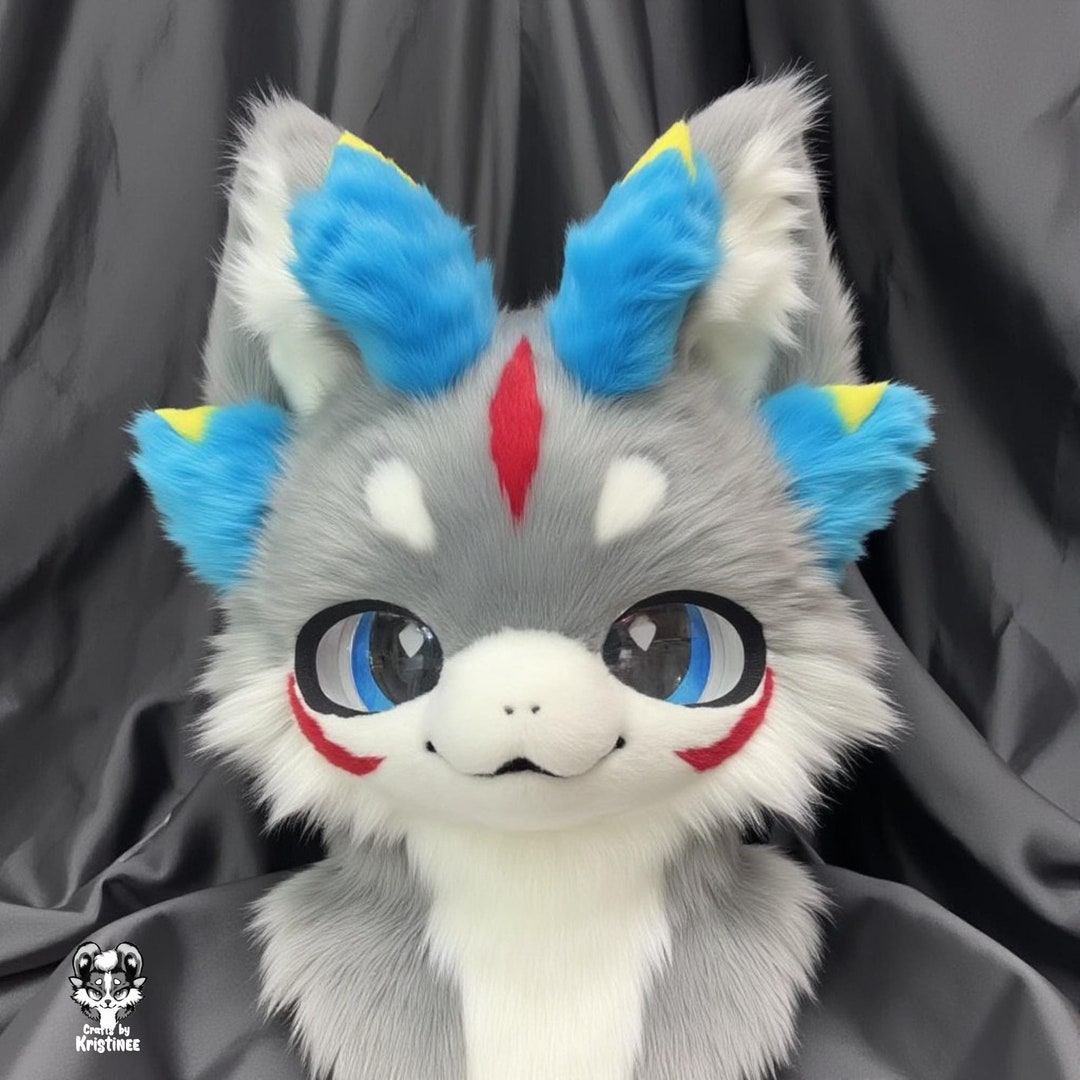 Grey Salamander Lord Fursuit Head, Custom Cute Grey Lord Fursuit Head ...