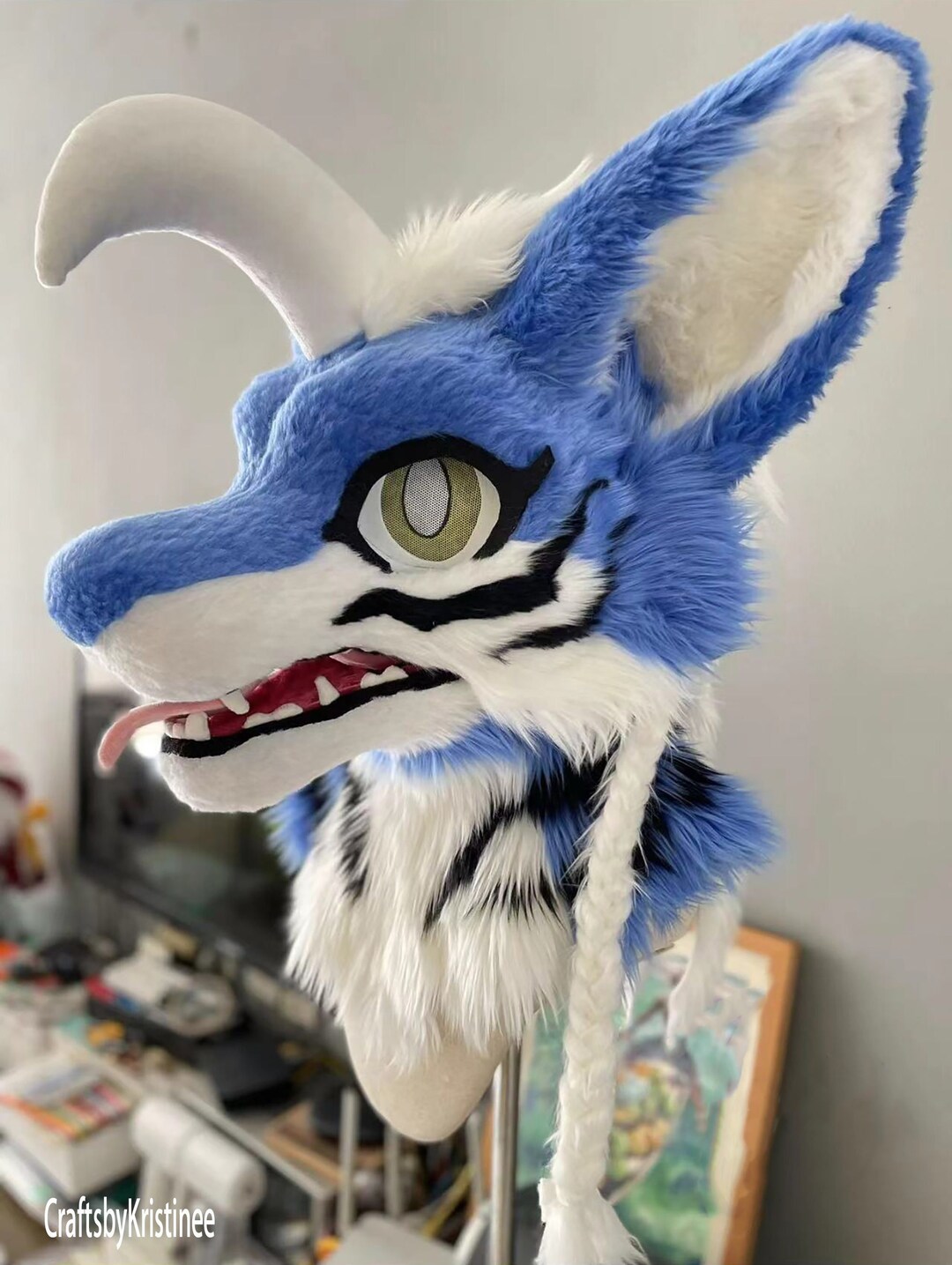 Realistic Fursuit Head,furry Horns,furry Ears,fantasy Creature - Etsy