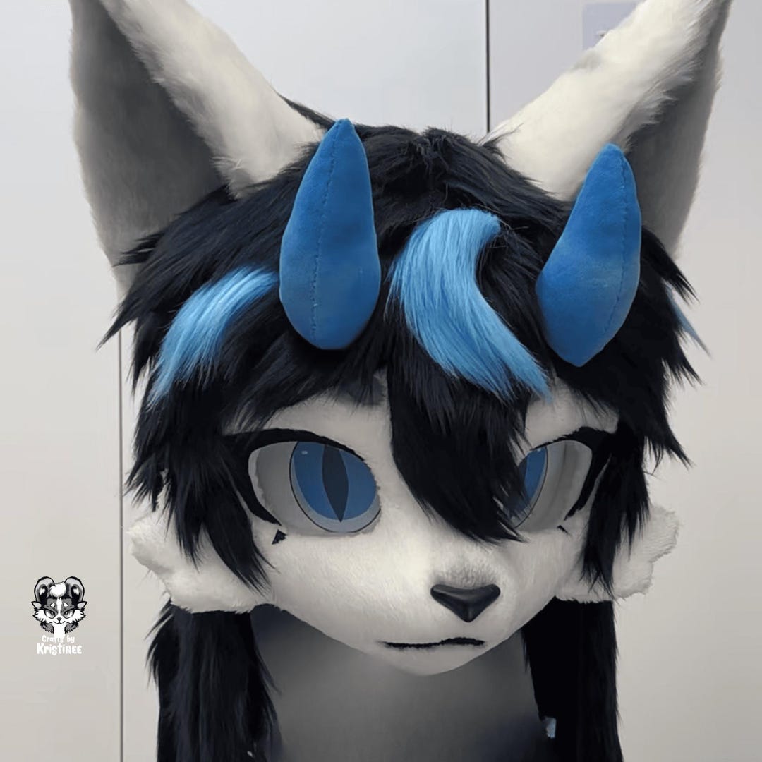 Ghostly Blue Shadow Dragon Fursuit Head, Custom Kenomo Cosplay Fursuit ...