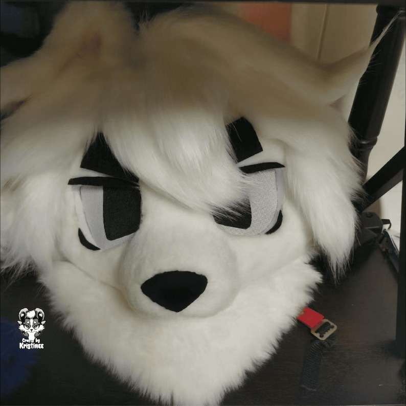 White Puppy With Thick Eyebrows Fursuit Head, Custom Kenomo Cosplay ...