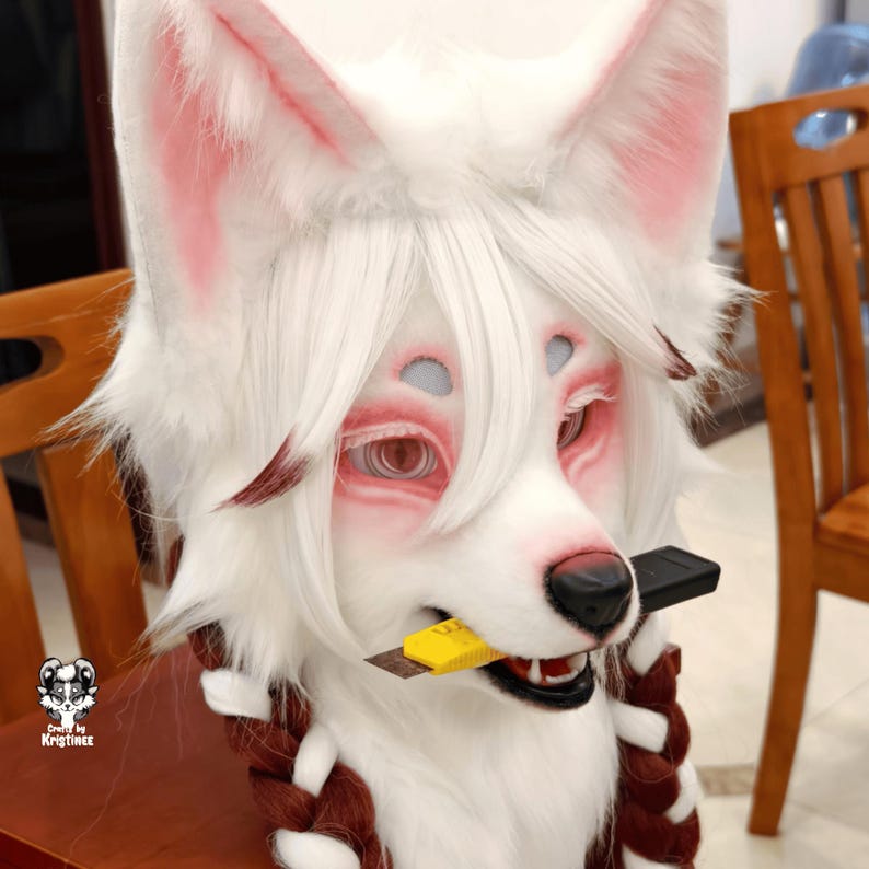 Elegant Fox Lady Fursuit Head, Custom Kenomo Cosplay Fursuit, Fursuit ...