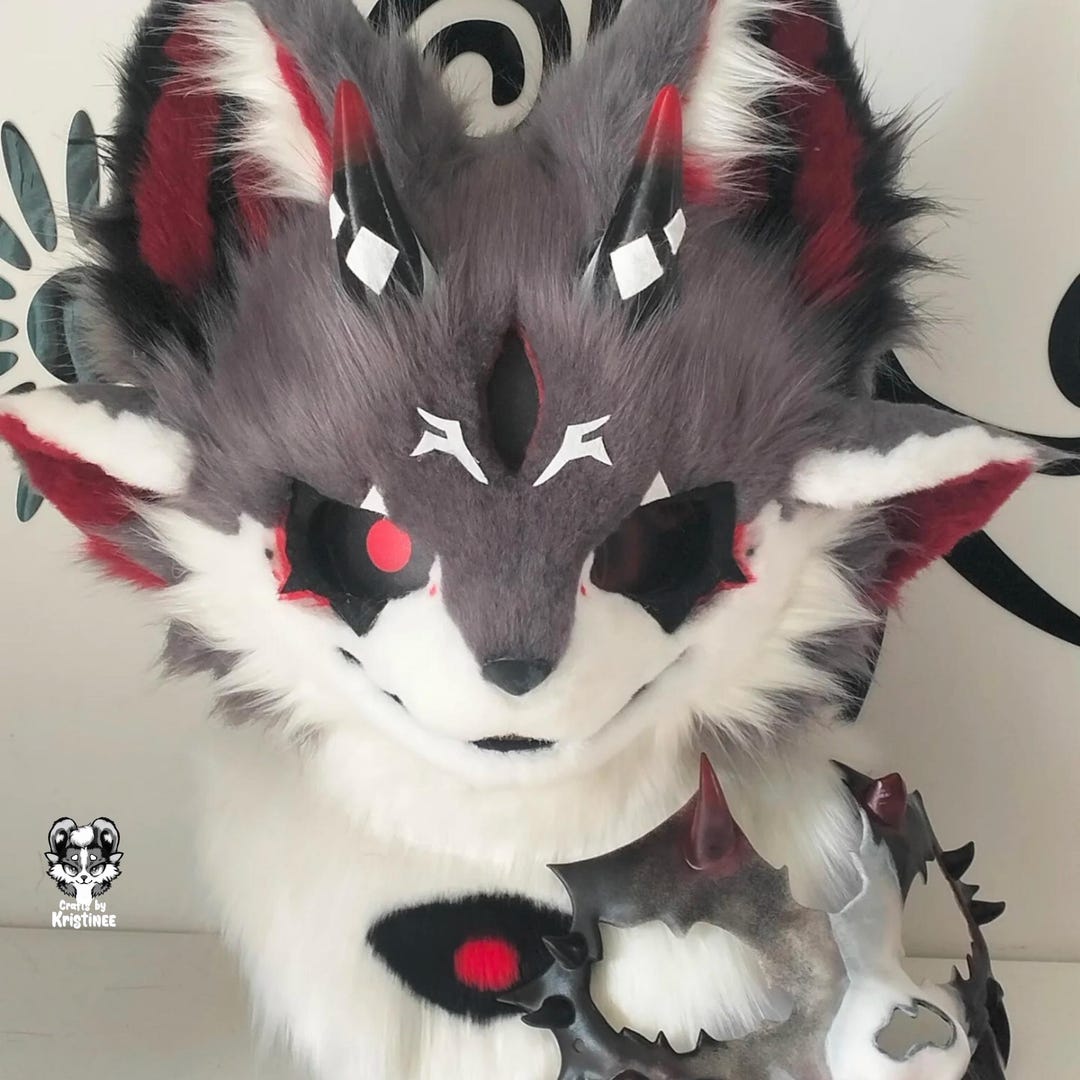 Hell Demon Cat Fursuit Head, Custom Kenomo Cosplay Fursuit, Fursuit ...