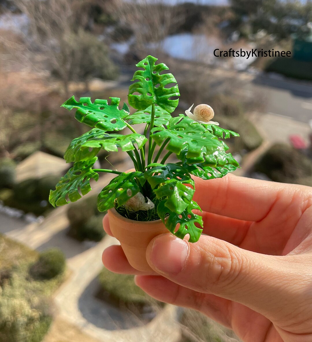 Miniature Clay Snail Monstera,miniature Plant Ornaments,miniature ...