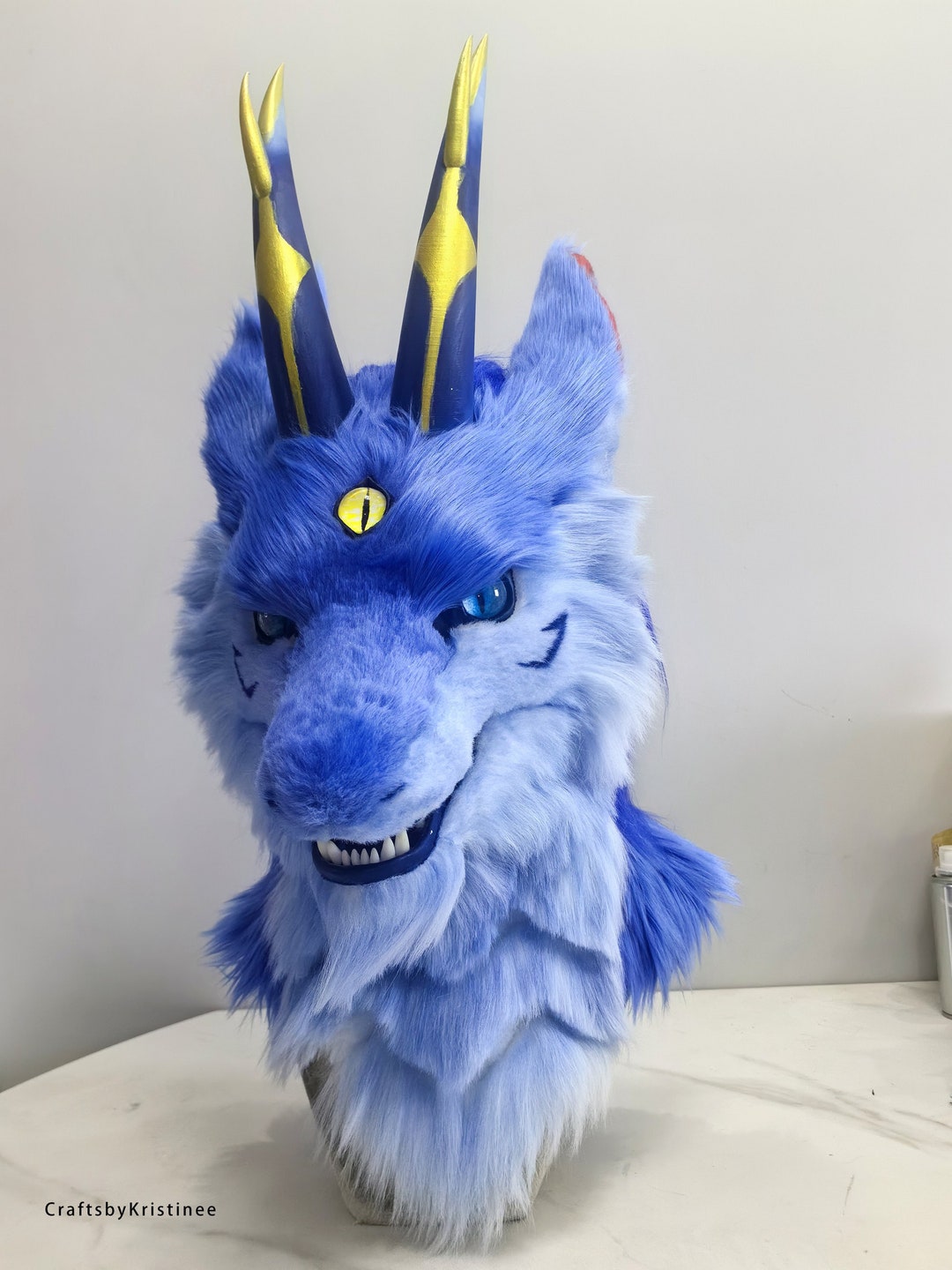 Realistic Furry Mask, Blue Dragon Mask, Furry Ears, Orc Fur Costume ...