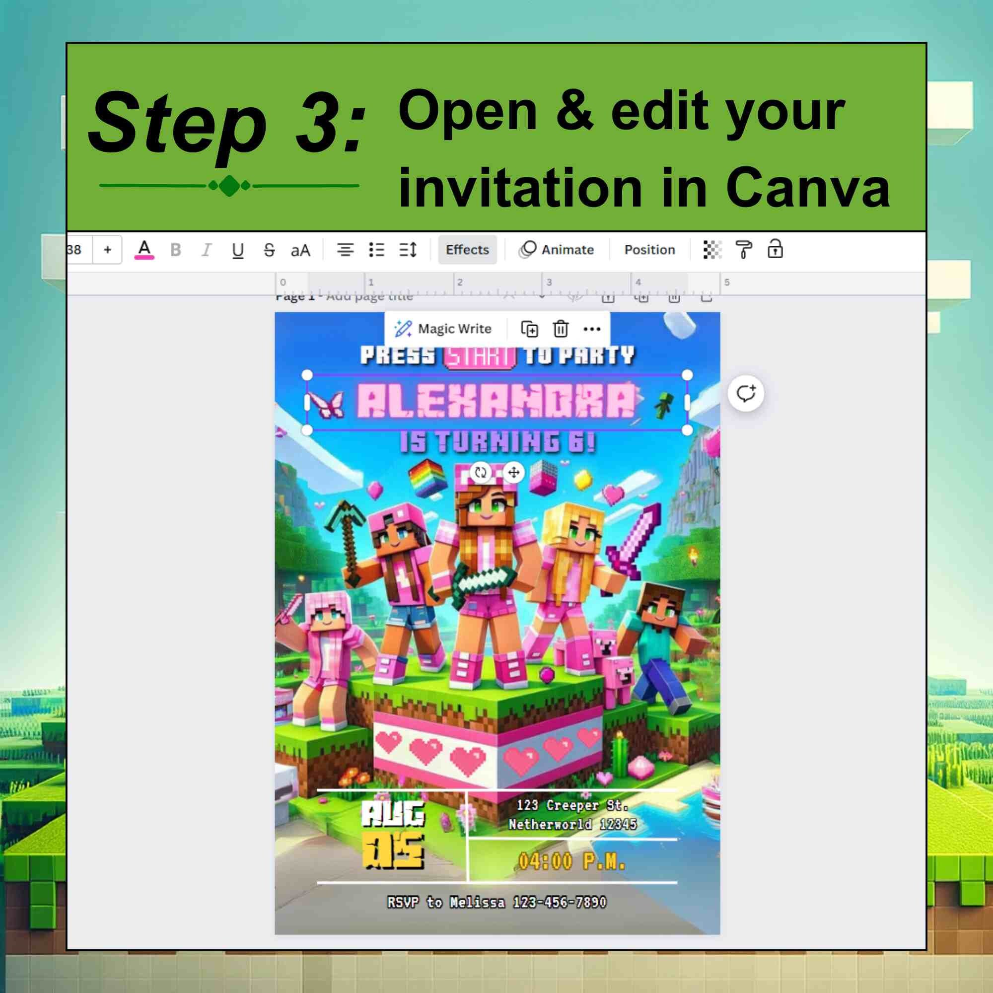 Video Game Birthday Invitation, Personalized Invite for Girls ...