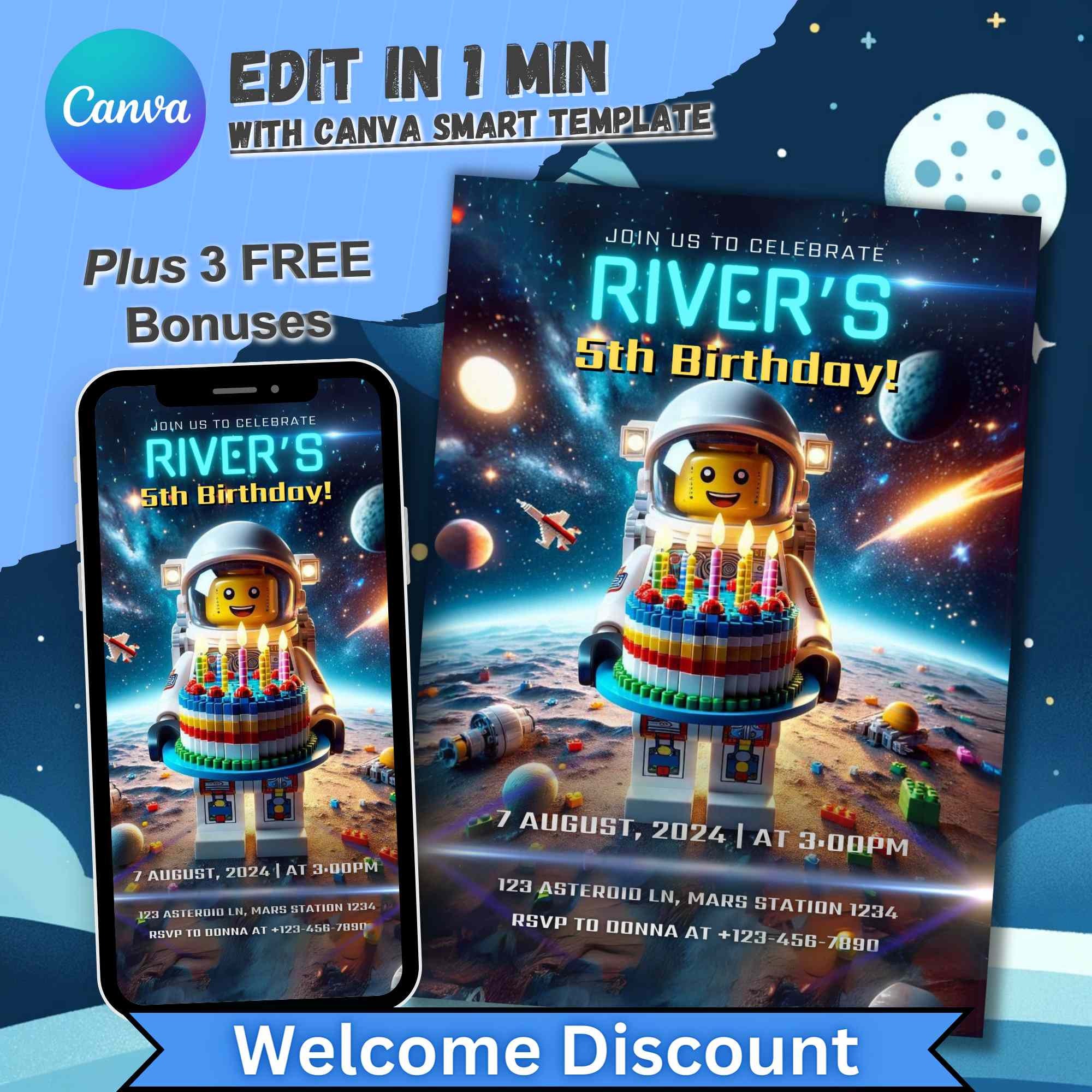 Outer Space Birthday Invitation, Personalized Invite for Boys Girls ...