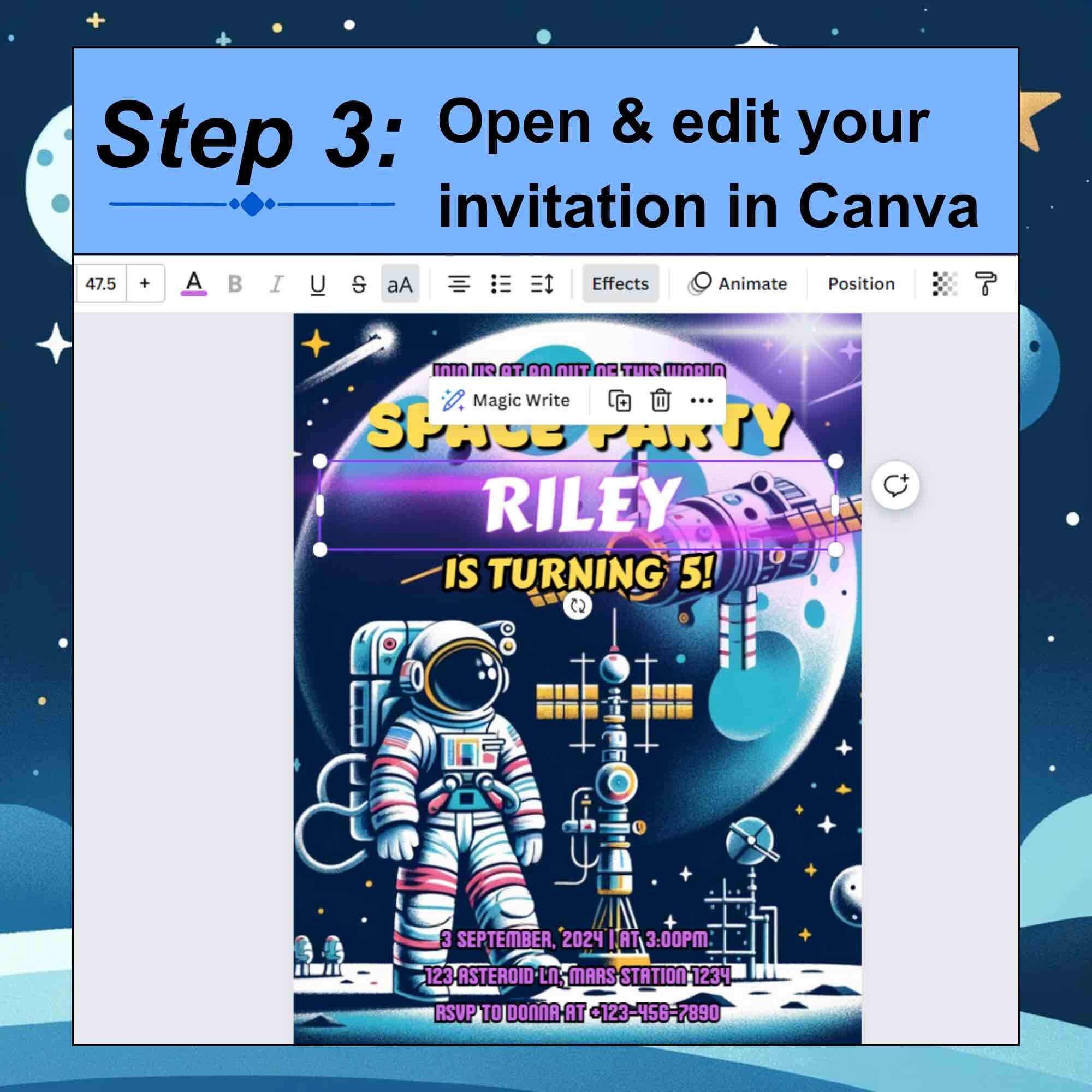 Outer Space Birthday Invitation, Personalized Invite for Boys Girls ...