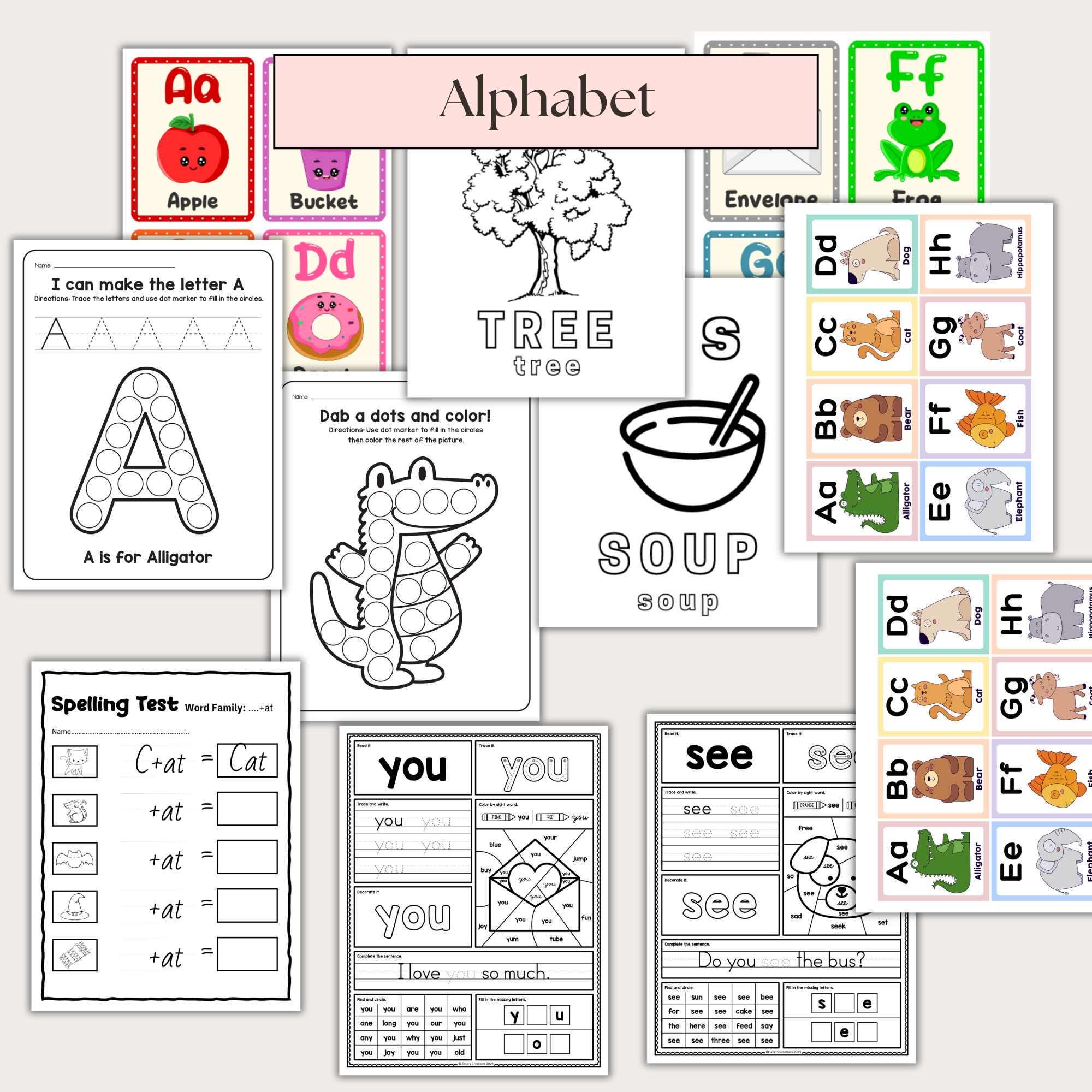 Kindergarten Quiet Pages Printable, Pre K Workbook Letter Tracers ...
