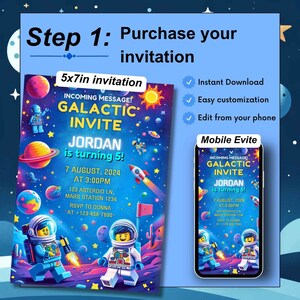 Outer Space Birthday Invitation, Personalized Invite for Boys Girls ...