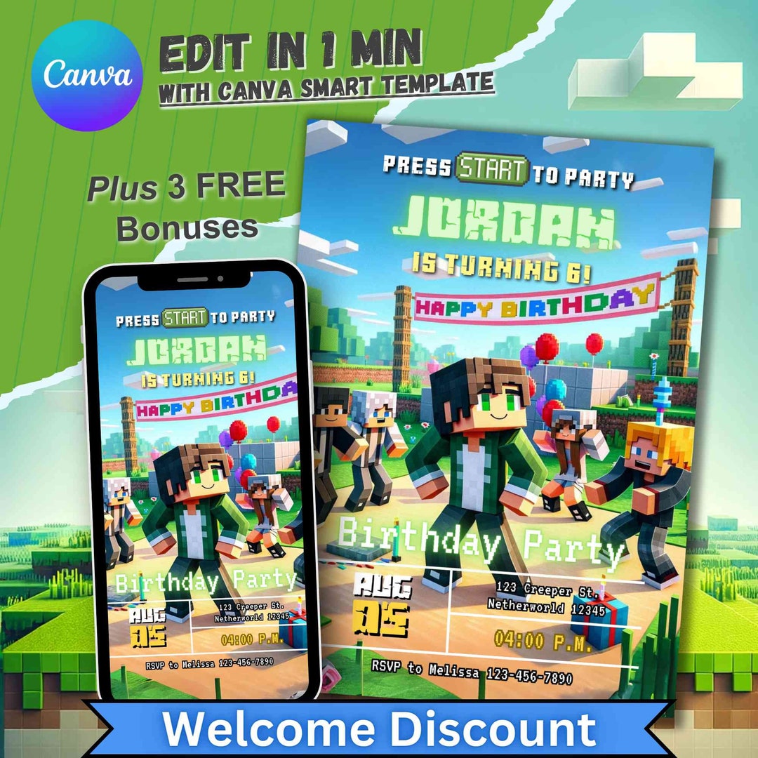 Video Game Birthday Invitation, Personalized Invite for Boys Girls ...