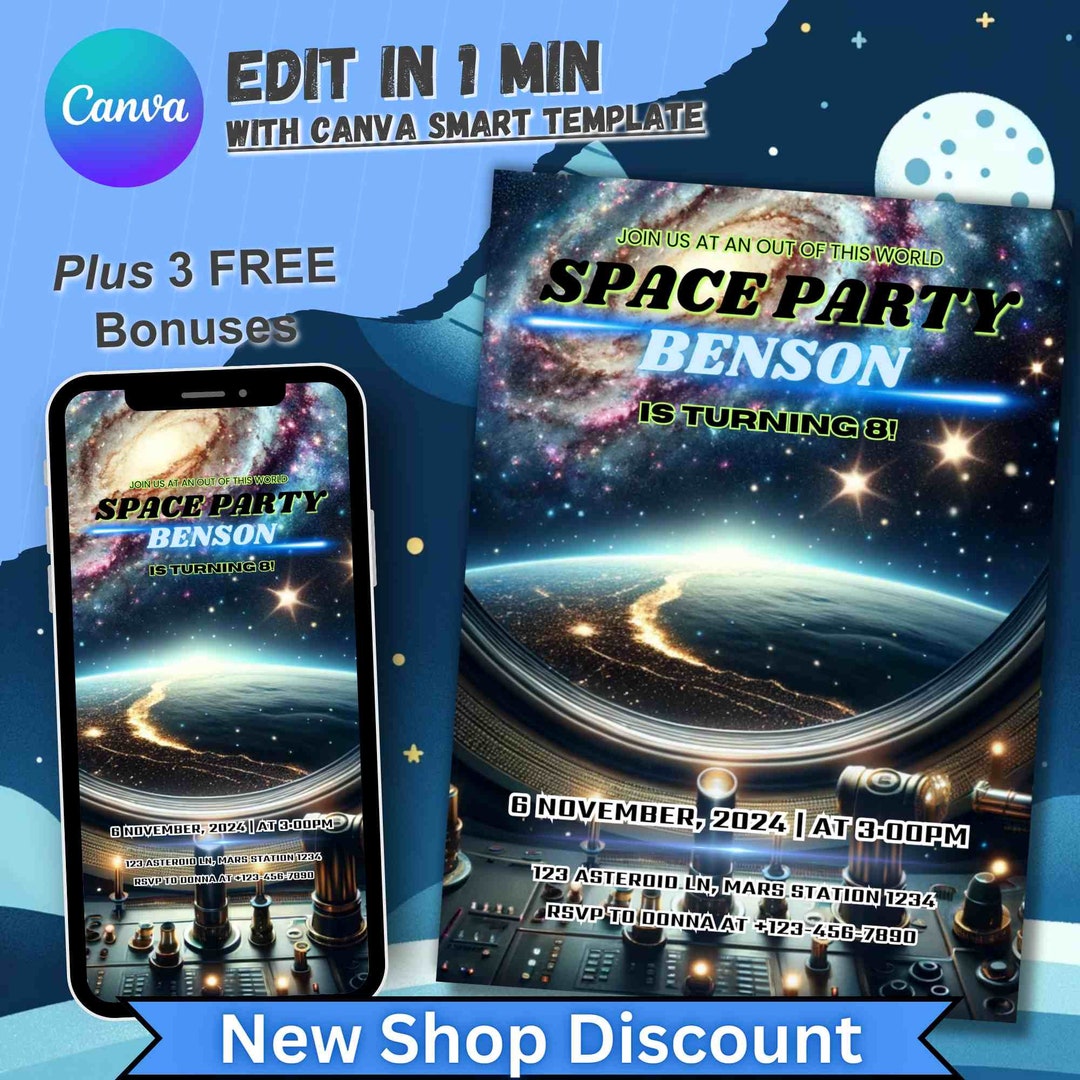 Outer Space Birthday Invitation, Personalized Invite for Boys Girls ...