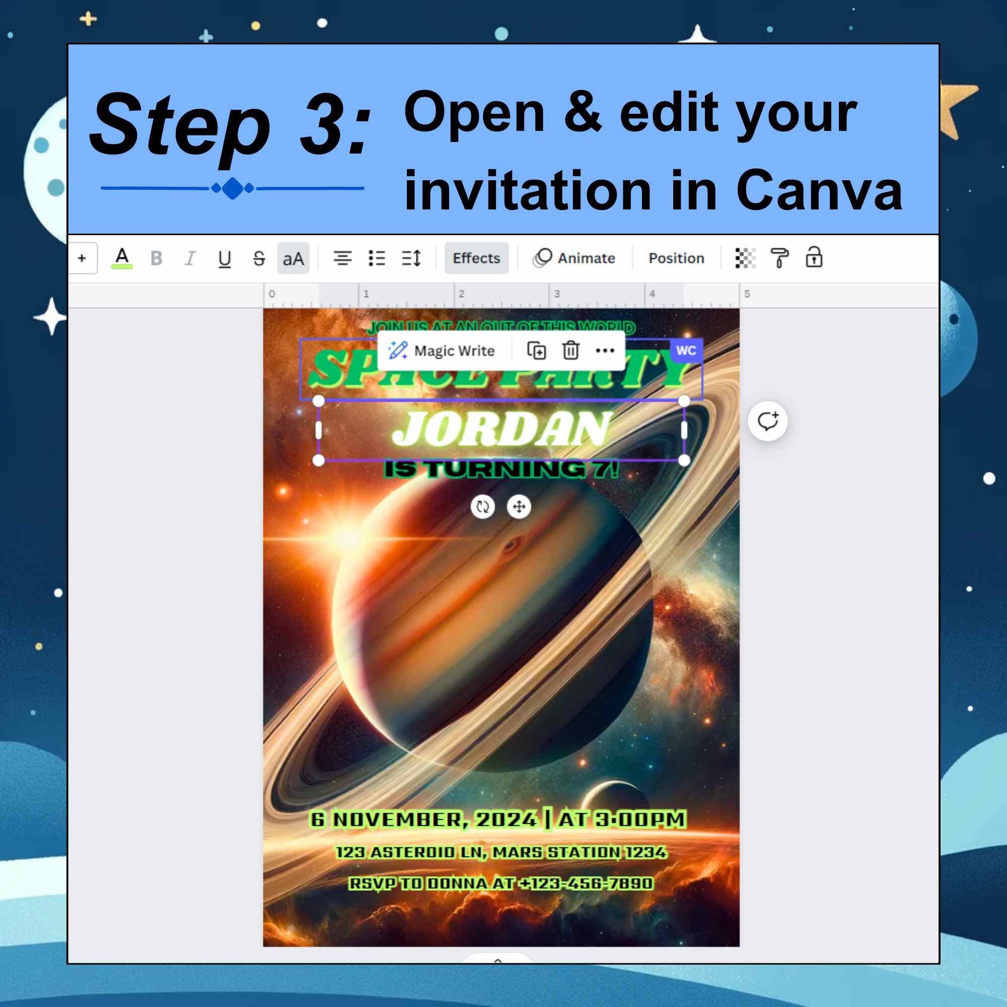 Outer Space Birthday Invitation, Personalized Invite for Boys Girls ...