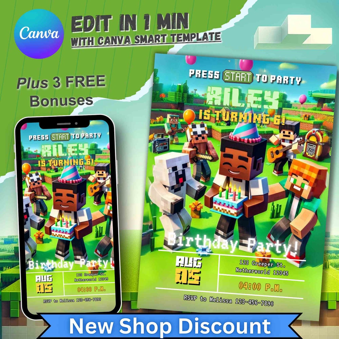 Video Game Birthday Invitation, Personalized Invite for Boys Girls ...