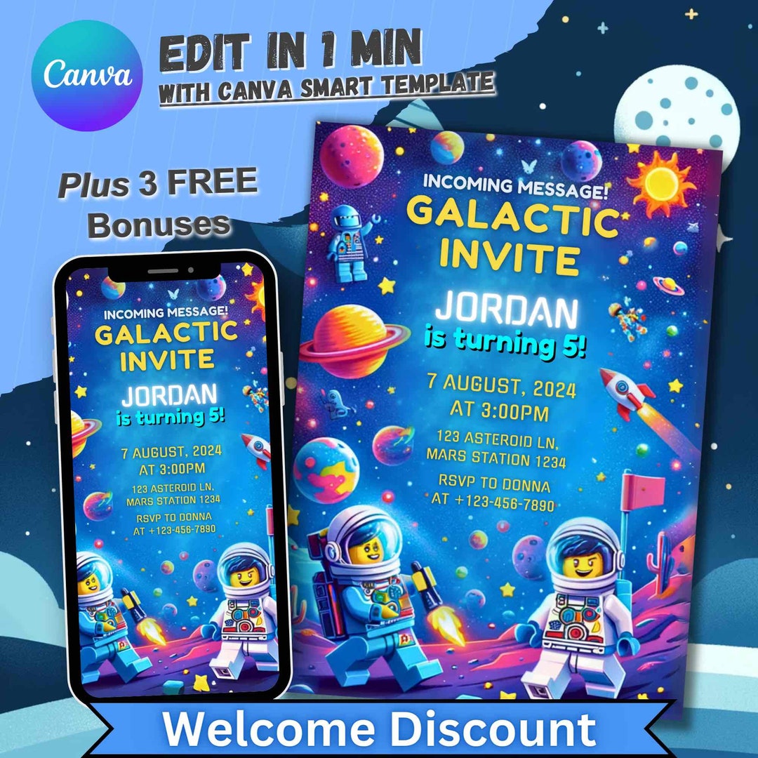 Outer Space Birthday Invitation, Personalized Invite for Boys Girls ...