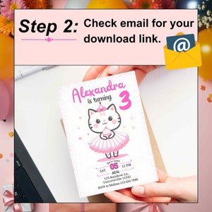 Kawaii Cat Birthday Invitation, Personalized Invite for Girls, Kawaiii ...