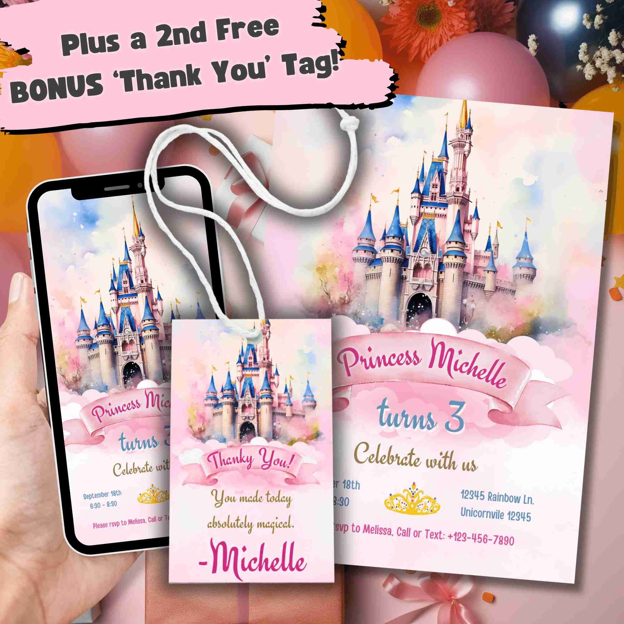 Girl Princess Birthday Invitation, Personalized Invite for Girls ...