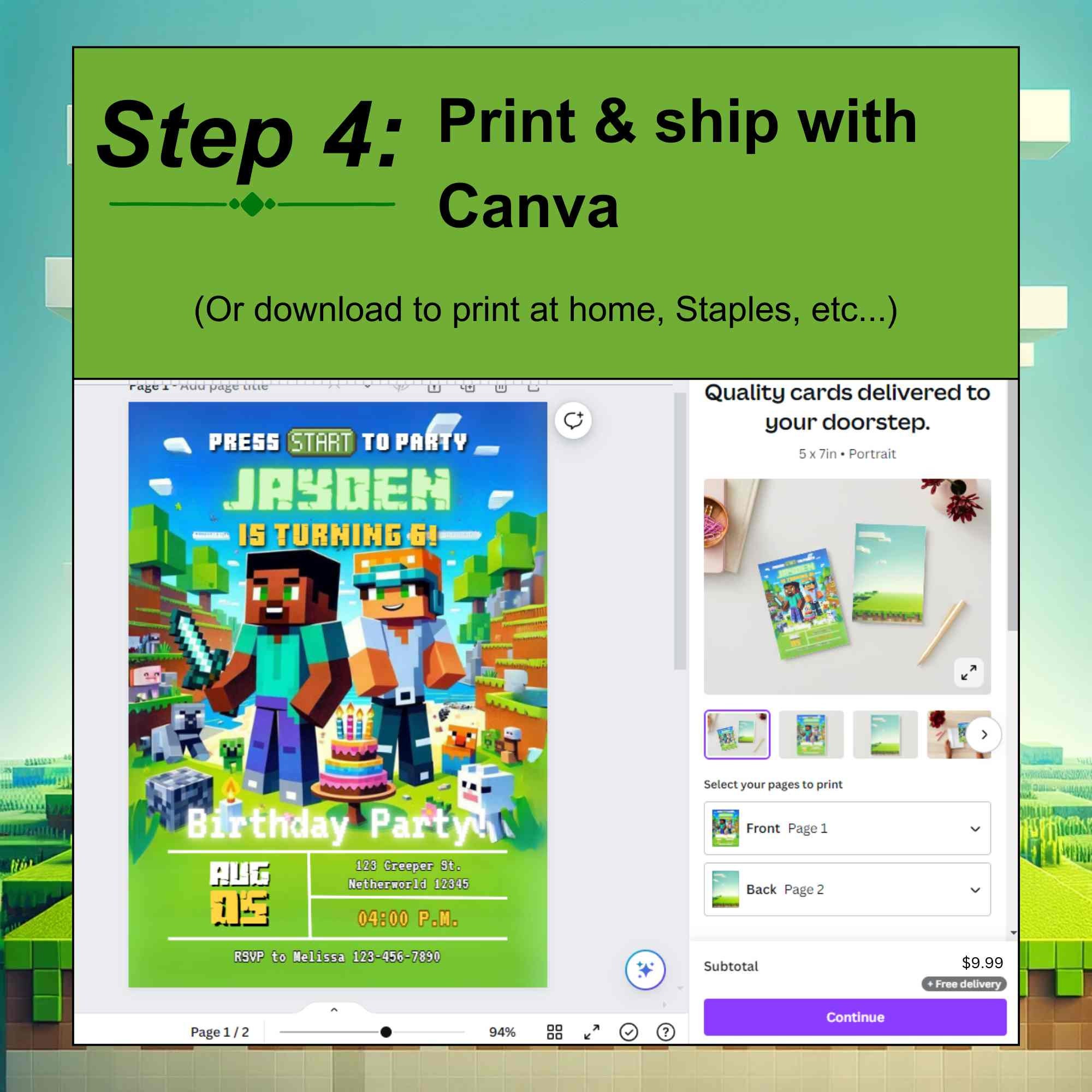 Video Game Birthday Invitation, Personalized Invite for Boys Girls ...