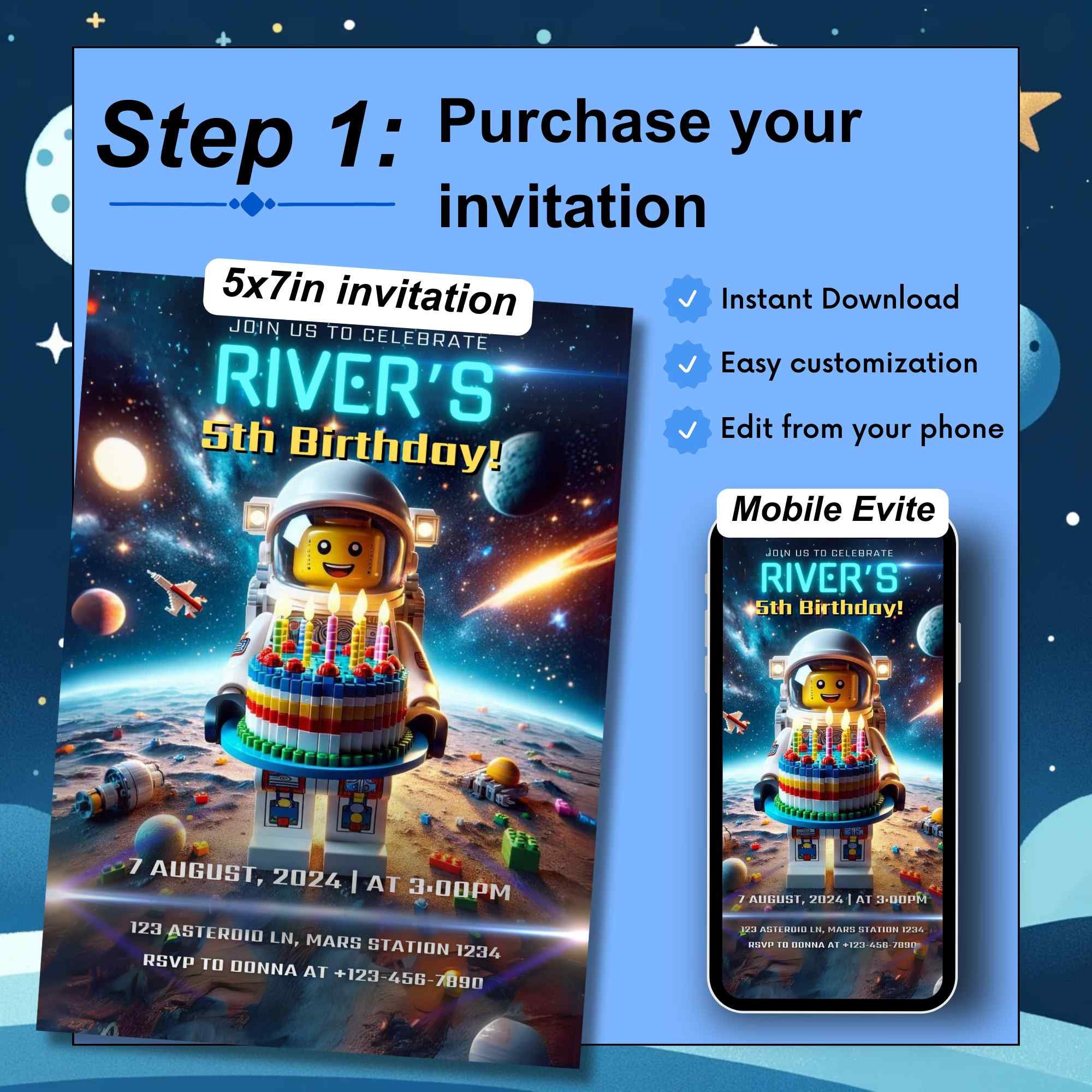 Outer Space Birthday Invitation, Personalized Invite for Boys Girls ...