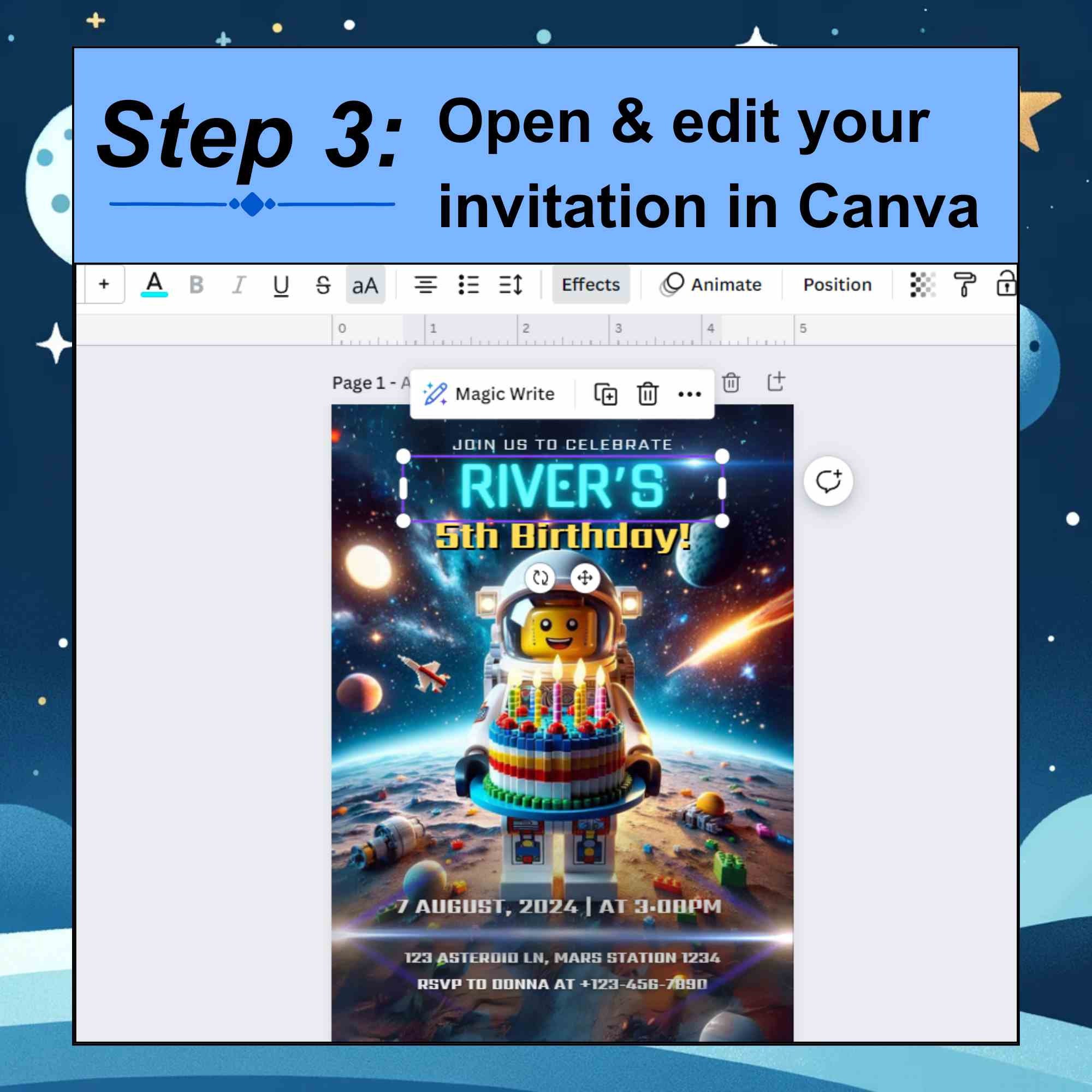 Outer Space Birthday Invitation, Personalized Invite for Boys Girls ...