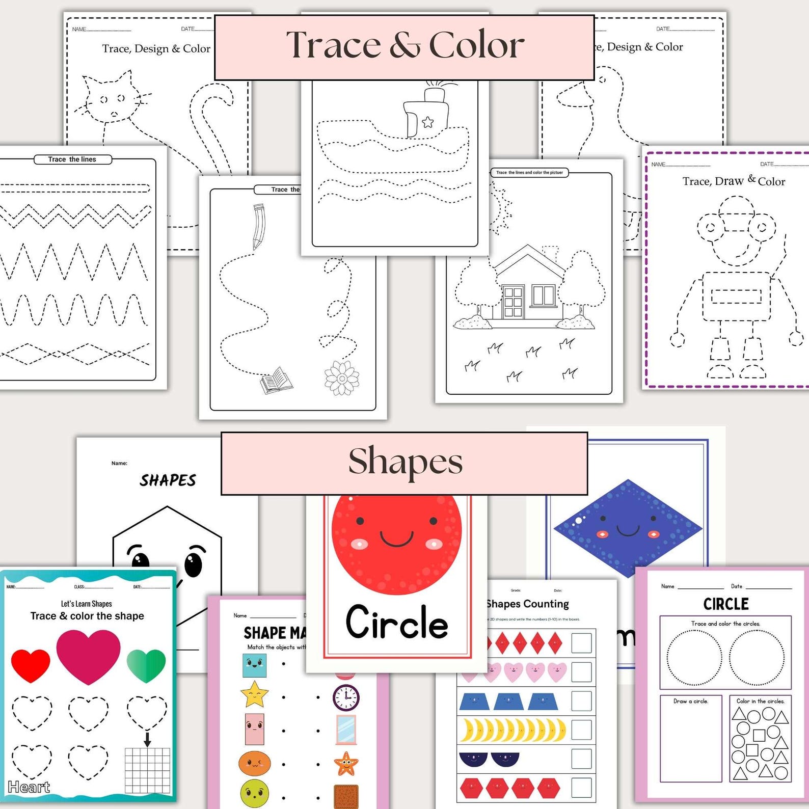 Kindergarten Quiet Pages Printable, Pre K Workbook Letter Tracers ...