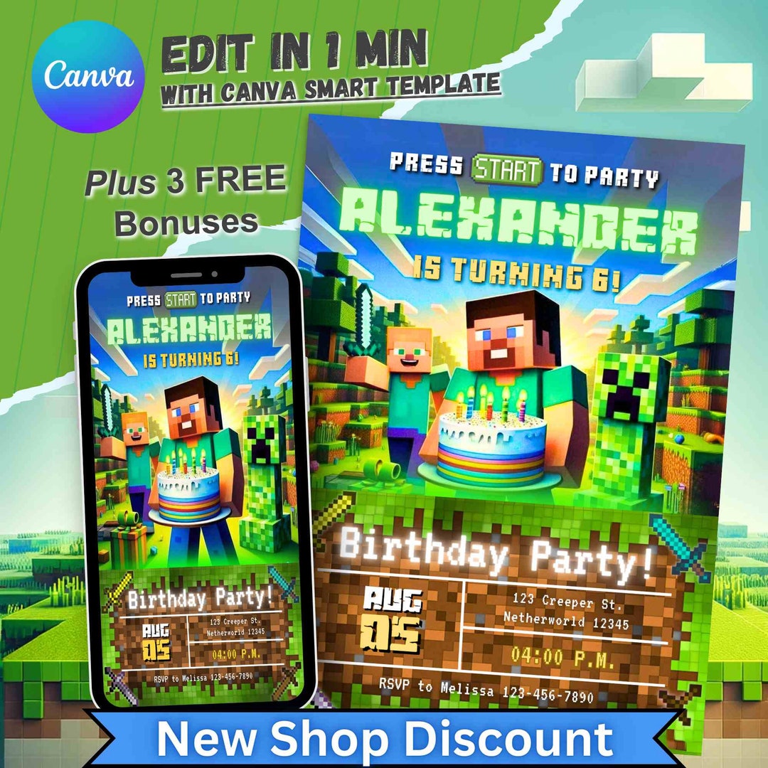 Video Game Birthday Invitation, Personalized Invite for Boys Girls ...