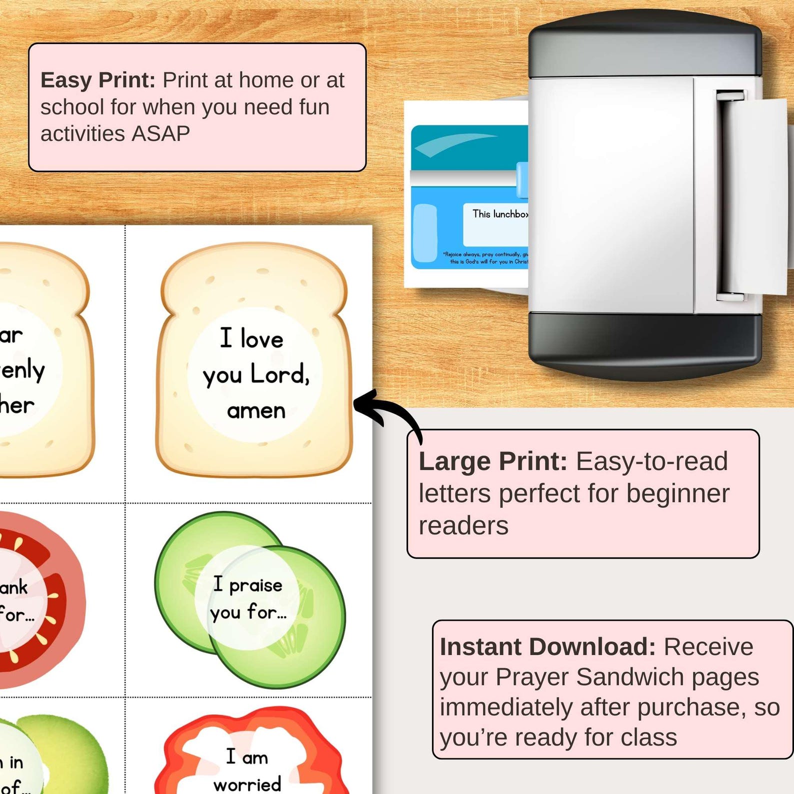 Kids Prayer Sandwich Activity, Sunday School Pray Lesson, Kid Bible ...