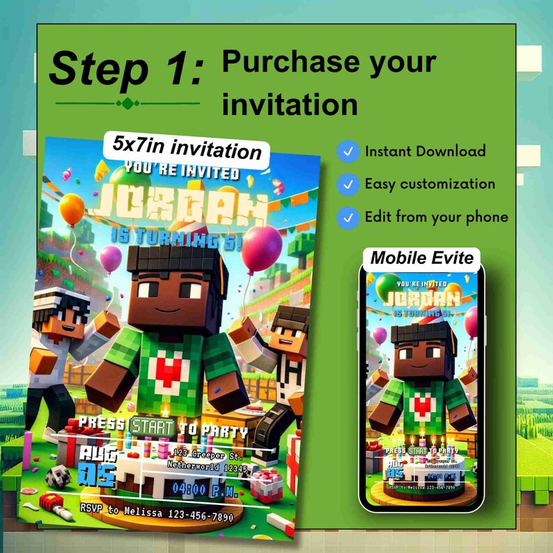 Video Game Birthday Invitation, Personalized Invite for Boys Girls ...