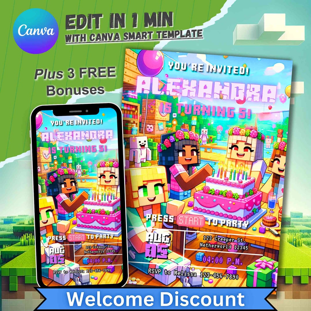 Video Game Birthday Invitation, Personalized Invite for Boys Girls ...