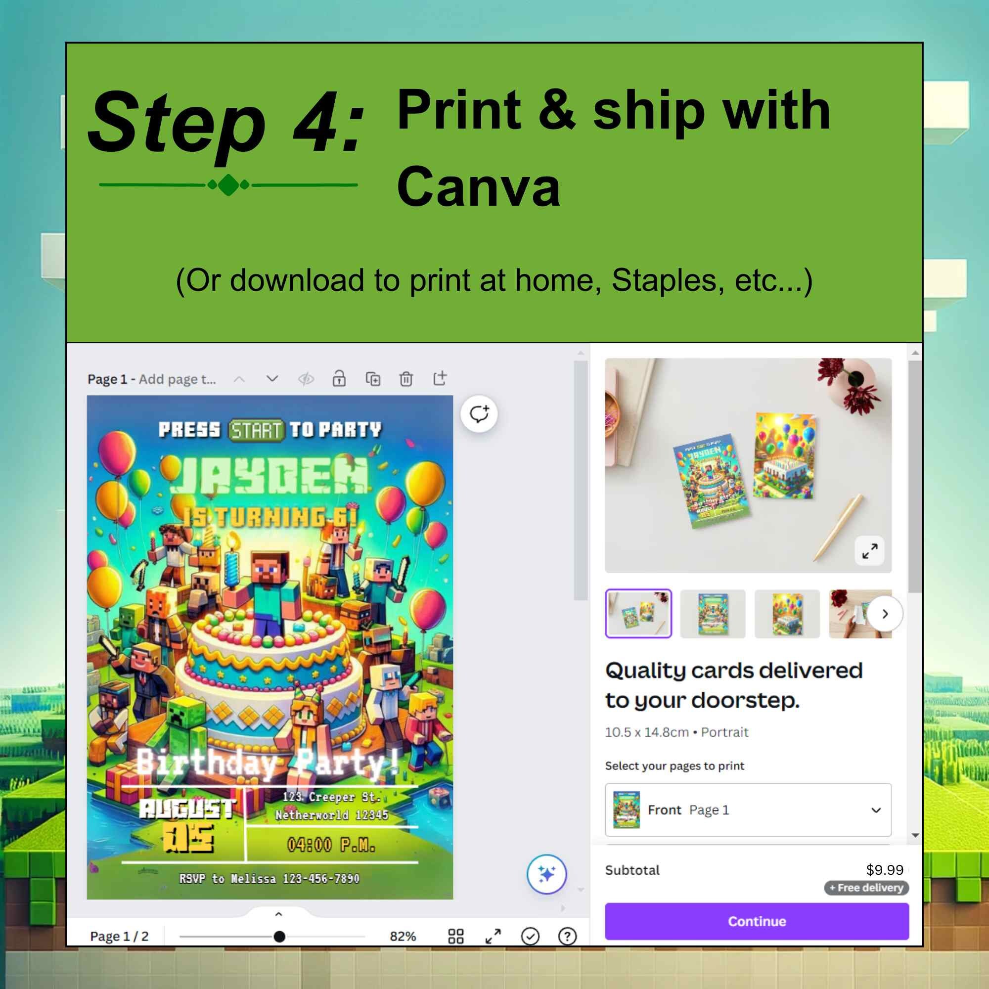 Video Game Birthday Invitation, Personalized Invite for Boys Girls ...