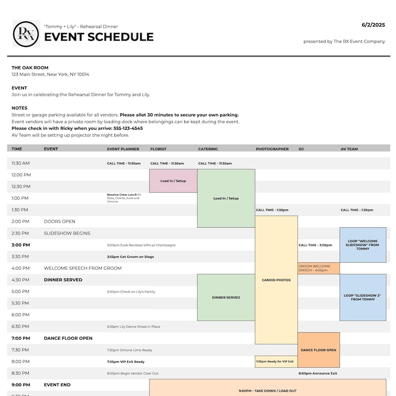 Run of Show Event Template - Etsy