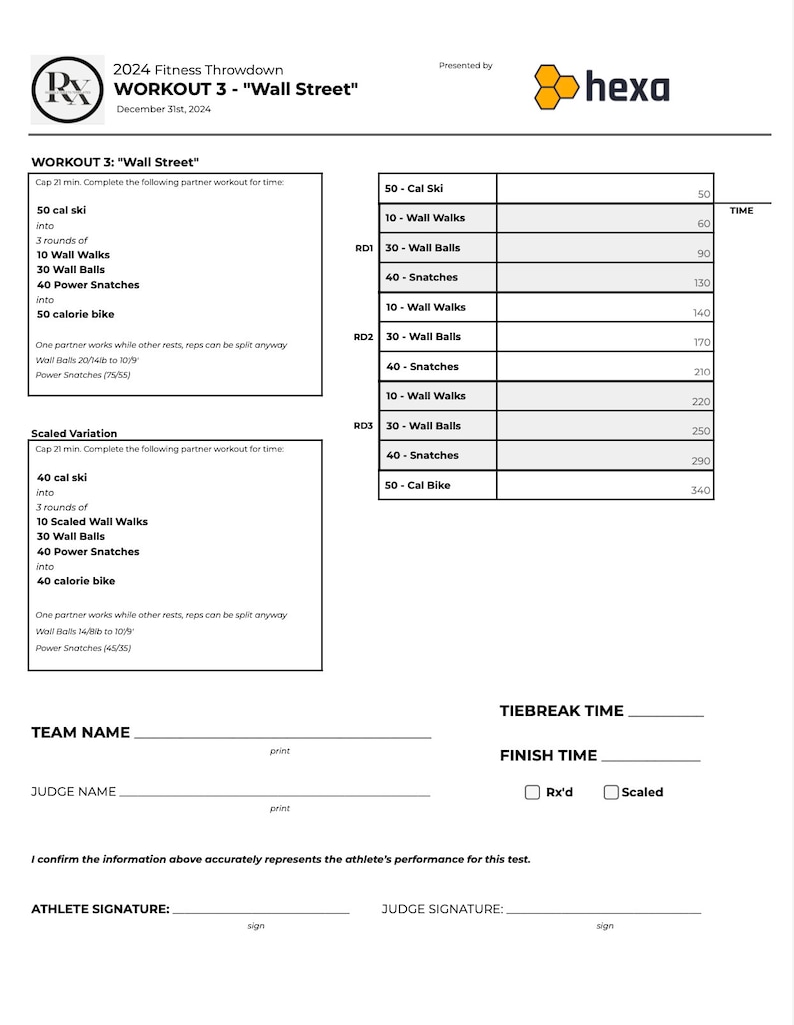 Crossfit Open Style Scorecard - Google Sheet Template - Etsy