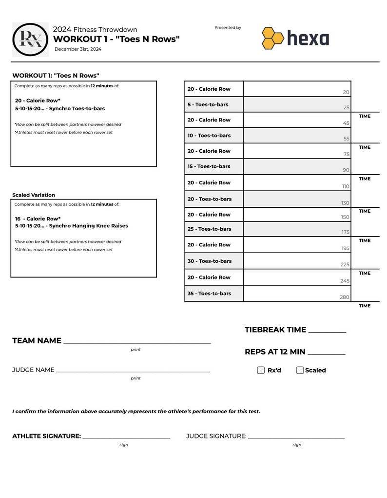 Crossfit Open Style Scorecard - Google Sheet Template - Etsy