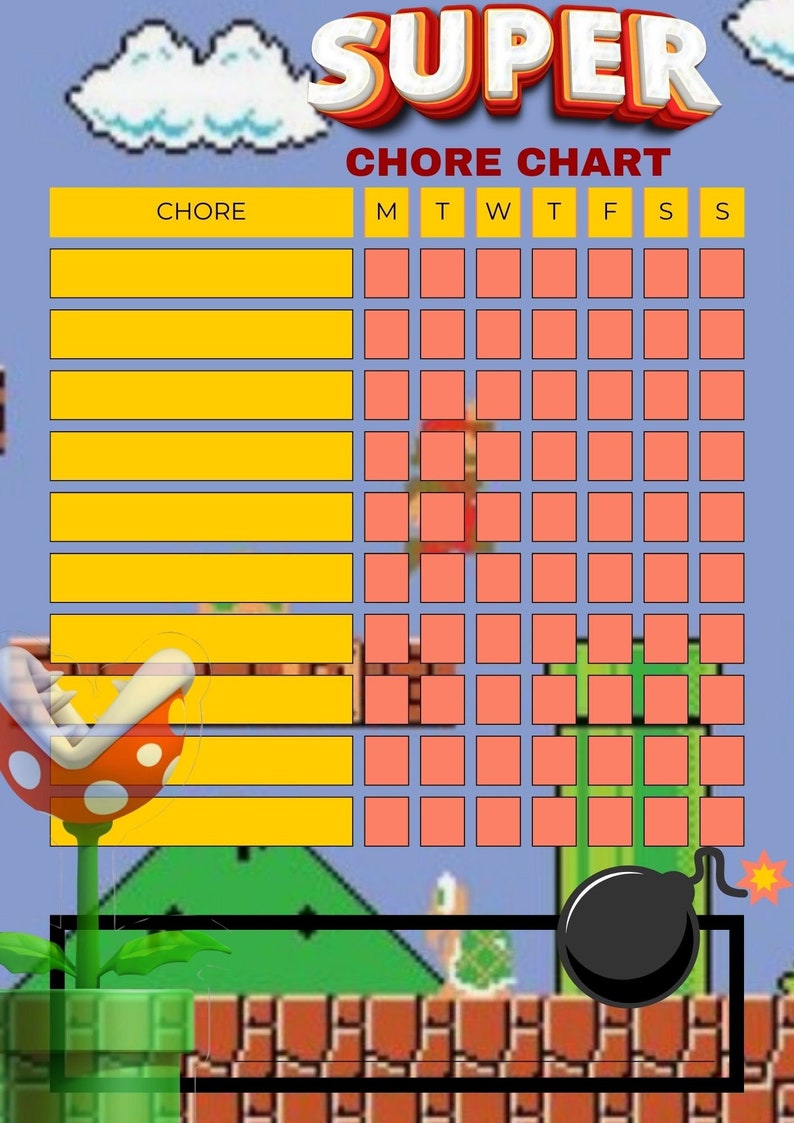 Super Mario Chore Chart - Etsy
