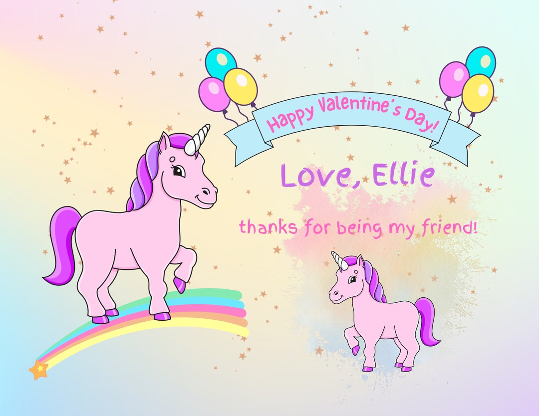 Unicorn Valentine Printable Preschool Unicorn Valentines From Girl - Etsy